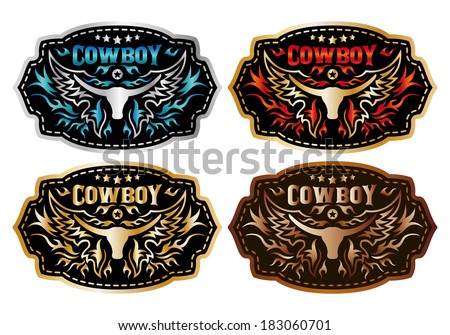 Cowboy Belt Buckle Vector Design Collection Vector de stock (libre de ...