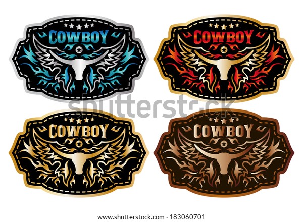 Cowboy Belt Buckle Vector Design Collection: vector de stock (libre de ...