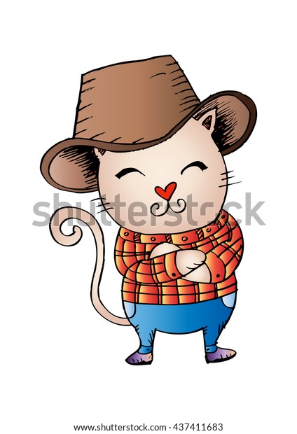 Cowboy Cat Illustration Stock Vector (Royalty Free) 437411683 ...