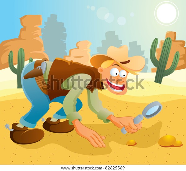 Cowboy Finding Gold Stock Vector (Royalty Free) 82625569 | Shutterstock