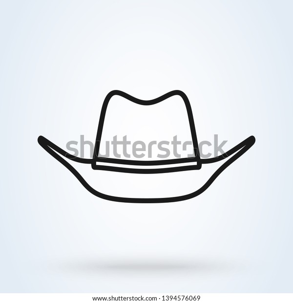 Cowboy Hat Line Art Icon Isolated Stock Vector (Royalty Free ...
