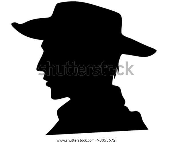 Cowboy Head Vector Illustration Black Outline Stock Vector (Royalty ...