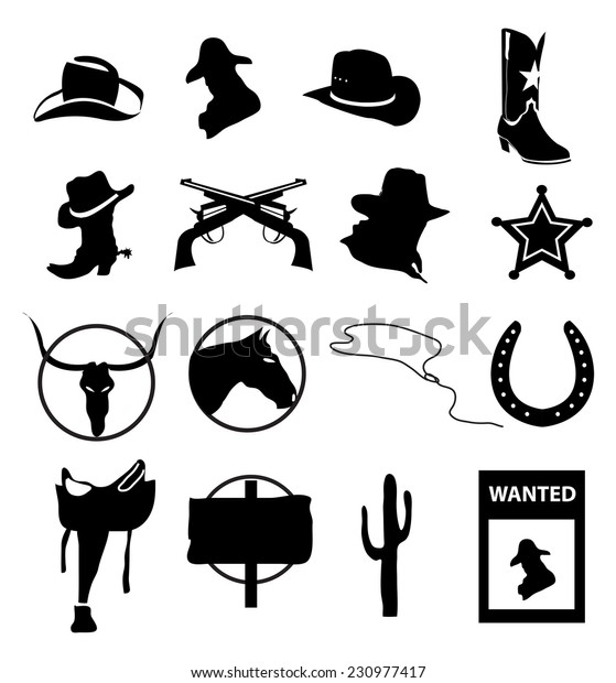 Cowboy Icons Set Stock Vector (Royalty Free) 230977417 | Shutterstock