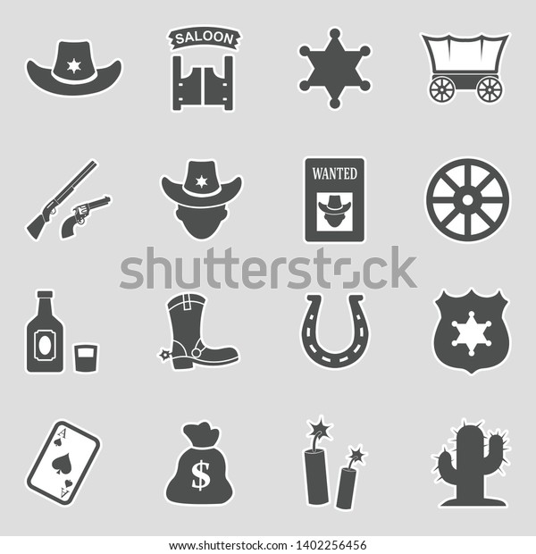 Cowboy Icons Sticker Design Vector Illustration Stock Vector (Royalty ...