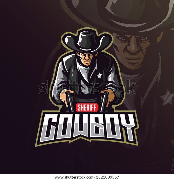 Vektor Stok Cowboy Mascot Logo Design Vector Modern (Tanpa Royalti ...