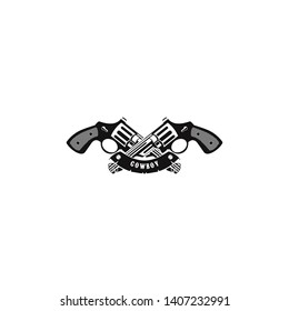 Cowboy Revolver Logo Design Vector Template 스톡 벡터(로열티 프리) 1407232991 ...