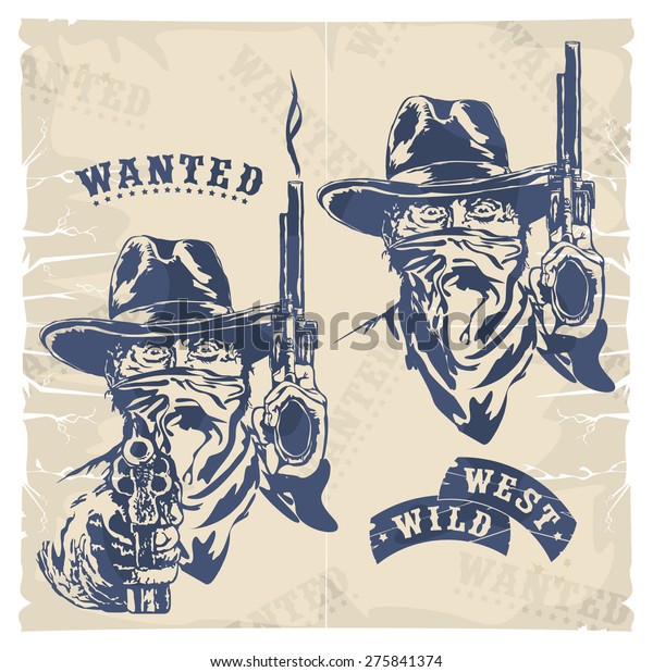 Cowboy Revolvers Silhouette Vector Stock Vector (Royalty Free) 275841374