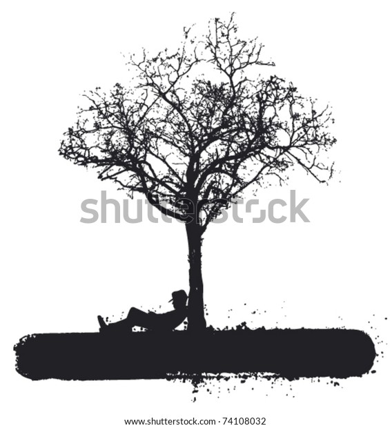 Cowboy Sleeping Under Tree Stock Vector (Royalty Free) 74108032 ...