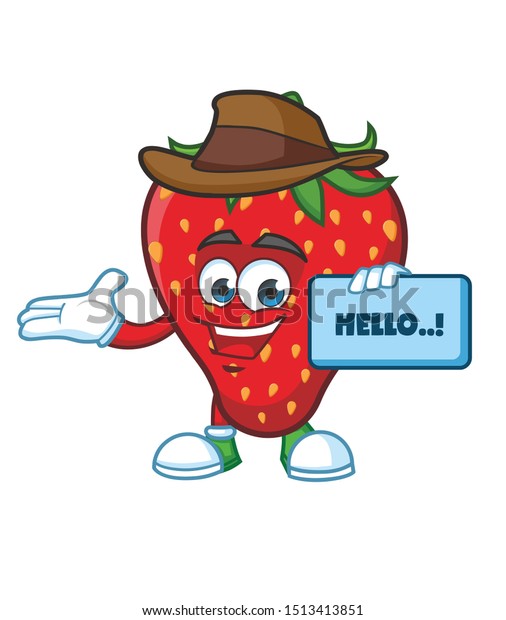 Cowboy Strawberry Mascot Character Vector Design Stock Vector (Royalty ...