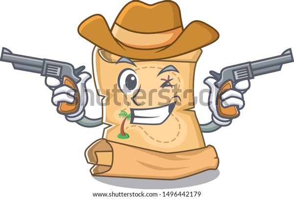 Cowboy Treasure Map Character Shape: vector de stock (libre de regalías ...