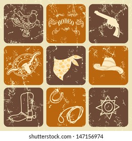 Cowboy Wild West Western Elements Vector 스톡 벡터(로열티 프리) 147156974 ...