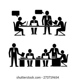 Coworkers Talking Working Vector Icons Stock Vector (Royalty Free ...