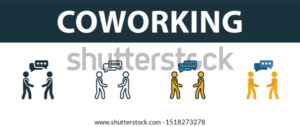 Coworking Icon Set Premium Simple Element Stock Vector (Royalty Free ...