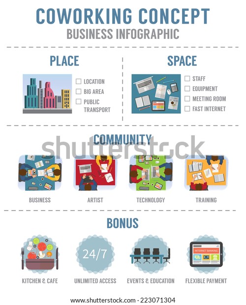 Coworking Shared Working Space Business Concept Stock Vector (Royalty ...
