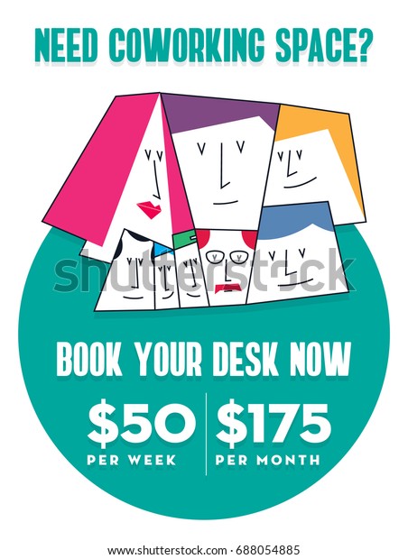 Coworking Space Concept Poster Social Media Stock Vector (Royalty Free ...