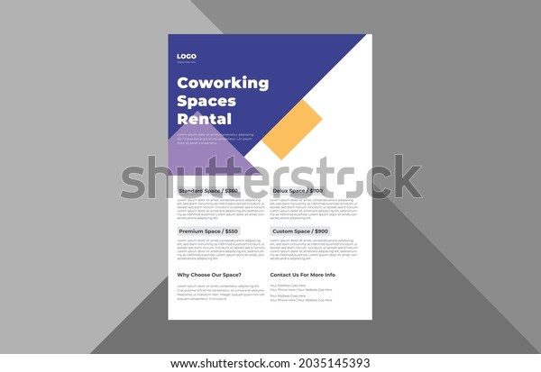 Coworking Space Flyer Design Template Office Stock Vector (Royalty Free ...