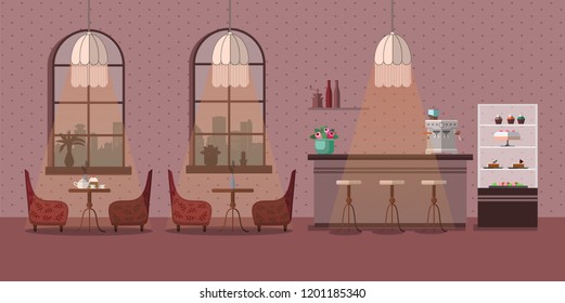 Cozy Cafe Interior Background Coffee Colors Stock Vector (Royalty Free ...