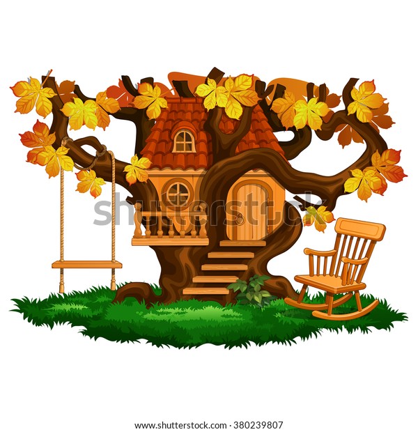 Cozy Forest Hut Old Tree Isolated Stock Vector (Royalty Free) 380239807 ...