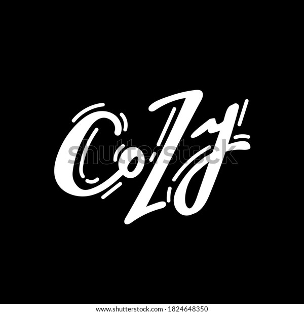Cozy Text Sticker Lettering Printable Graphic Stock Vector (Royalty ...