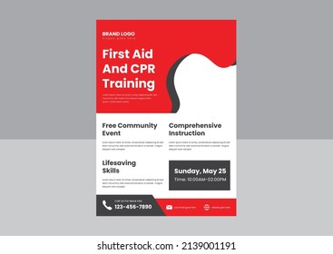Cpr First Aid Training Flyer Poster Stock Vector (Royalty Free ...