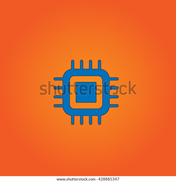 Cpu Blue Flat Icon Black Stroke Stock Vector (Royalty Free) 428885347 ...