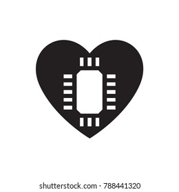 Cpu Heart Icon Illustration Isolated Vector Stock Vector (Royalty Free ...