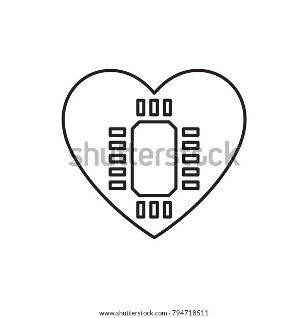 Cpu Heart Icon Illustration Isolated Vector Stock Vector (Royalty Free ...