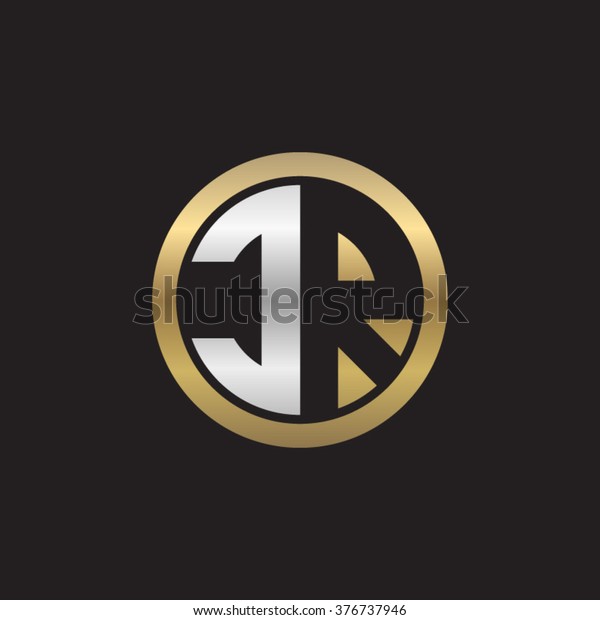 CR initial letters circle elegant logo golden silver black background