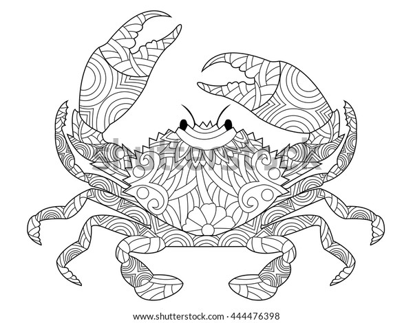 Crab coloring book for adults vector illustration. Anti-stress coloring ...