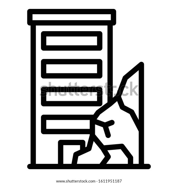 Cracked Building Icon Outline Cracked Building Stock Vector (Royalty ...