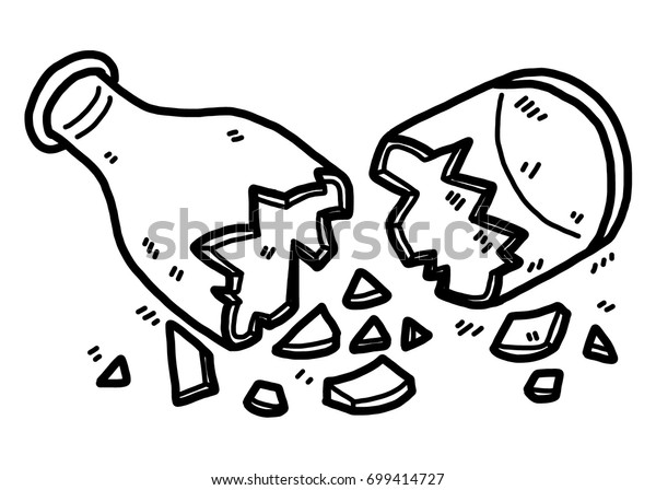 geknackte Glasflasche / Cartoon, Vektorgrafik und Illustration, schwarz ...