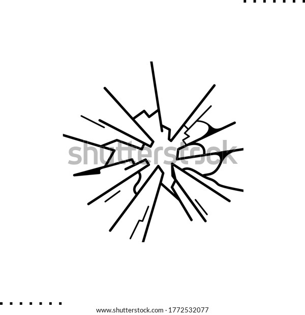 Cracked Glass Vector Icon Outlines Stock Vector (Royalty Free ...