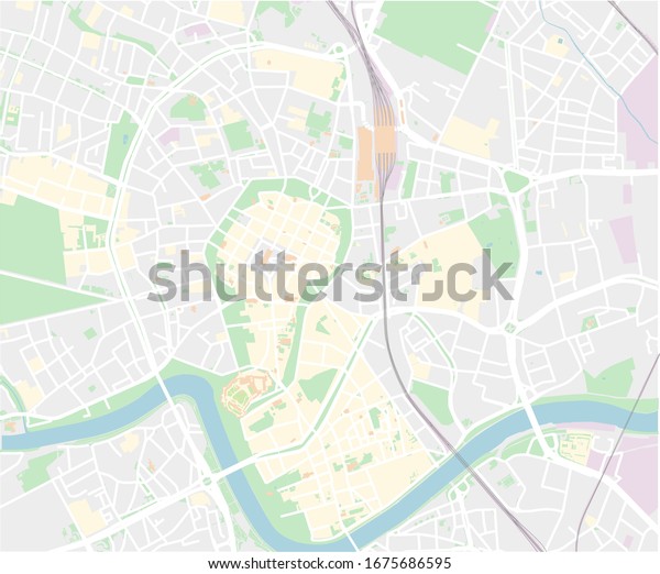 Cracow Map Krakow Mapa Vector City Stock Vector (Royalty Free) 1675686595