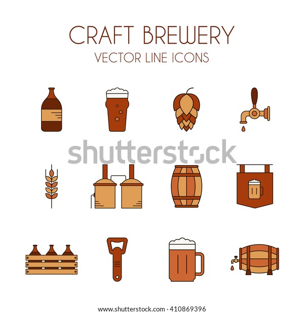 Craft Beer Brewery Vector Line Icon 스톡 벡터(로열티 프리) 410869396 | Shutterstock