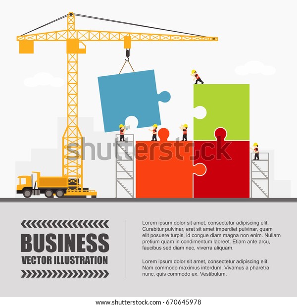 Crane Puzzle Building Infographic Template Vector Stock Vector (Royalty ...