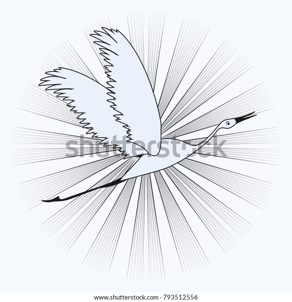 Crane Sun Rays Black Silhouette On Stock Vector (Royalty Free ...