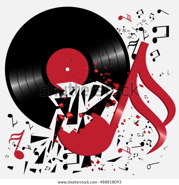 Crash Vinyl Record Music Notes Illustration Stock Vector (Royalty Free ...