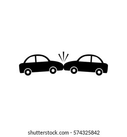 Crashed Cars Sign Flat Style Black Stock Vector (Royalty Free ...