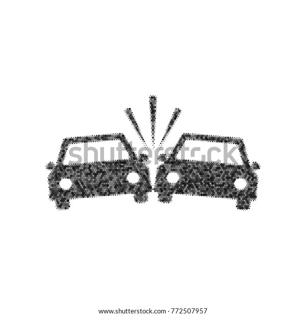 Crashed Cars Sign Vector Black Icon Stock Vector (Royalty Free ...
