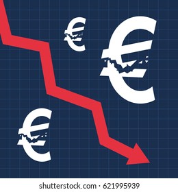 Crashed Euro Sign Falling Graph Financial Stock Vector (Royalty Free ...