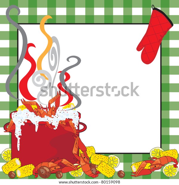 Crawfish Boil Invitation Green Tablecloth Frame Stock Vector (Royalty ...