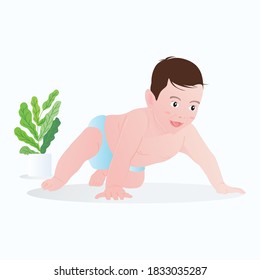 Crawling Baby Vector Flat Illustration Stock Vector (Royalty Free ...