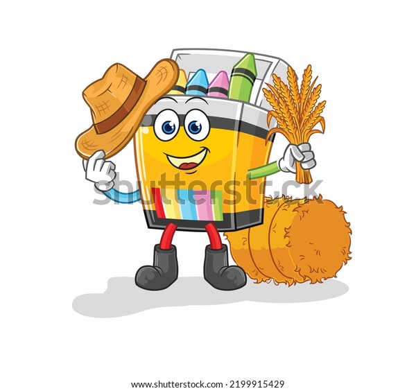 Crayon Farmer Mascot Cartoon Vector Stock Vector (Royalty Free ...