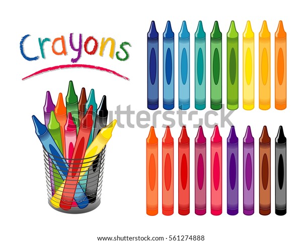 Crayons 18 Rainbow Colors Back School Stock Vector (Royalty Free ...