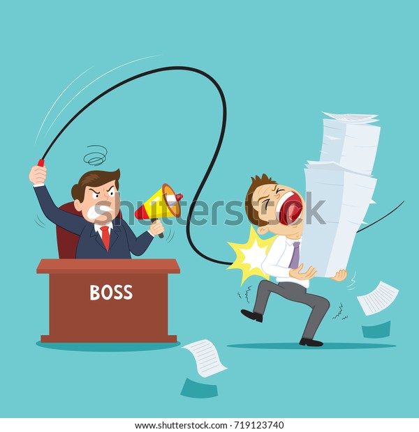Crazy Boss Hit Employee Illustration Vector Stock Vector (Royalty Free ...