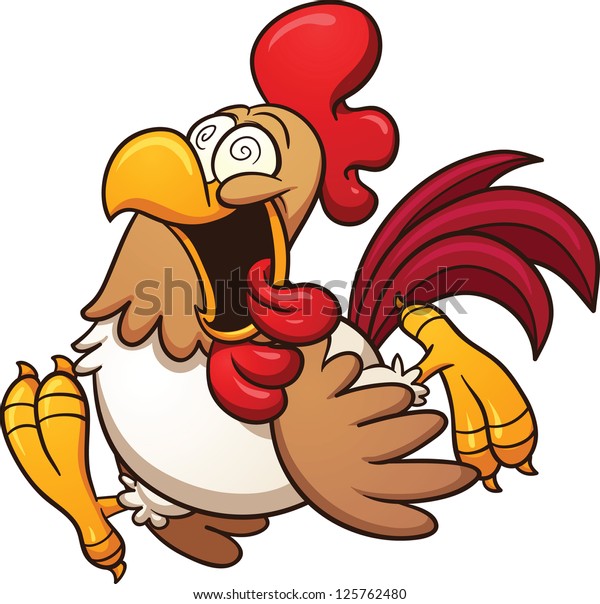Crazy Cartoon Chicken Vector Clip Art Stock Vector (Royalty Free) 125762480