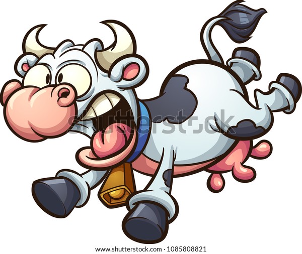 Crazy Cartoon Cow Running Scared Vector Stock Vector (Royalty Free ...
