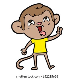 Crazy Cartoon Monkey Giving Peace Sign Stock Vector (Royalty Free ...