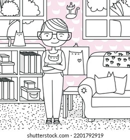 Crazy Cat Lady Vector Illustration Stock Vector (Royalty Free ...