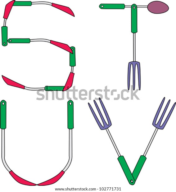 Crazy Cutlery Alphabet Knife Fork Spoon Stock Vector (Royalty Free ...